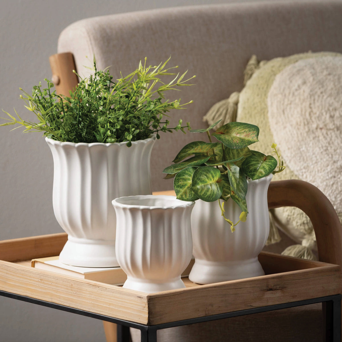 Matte White Scalloped Planter – Grace and Joy Company