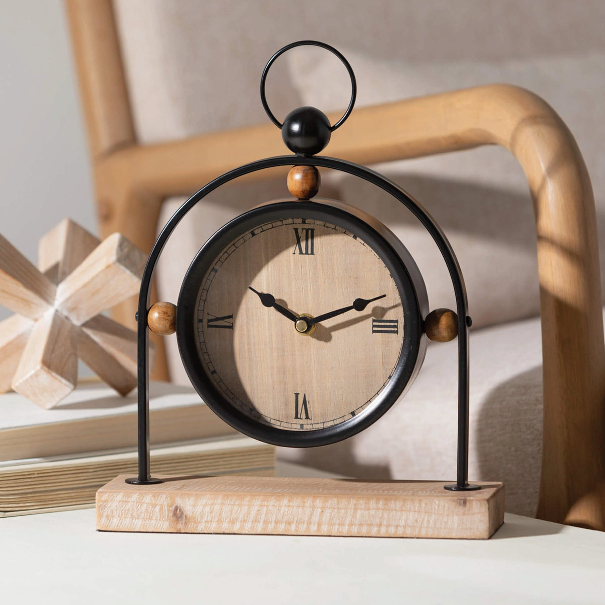 Modern Wood & Black Desk Clock – Grace and Joy Company